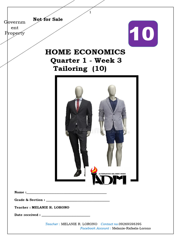 MODULE 3 Tailoring | PDF | Clothing | Waist