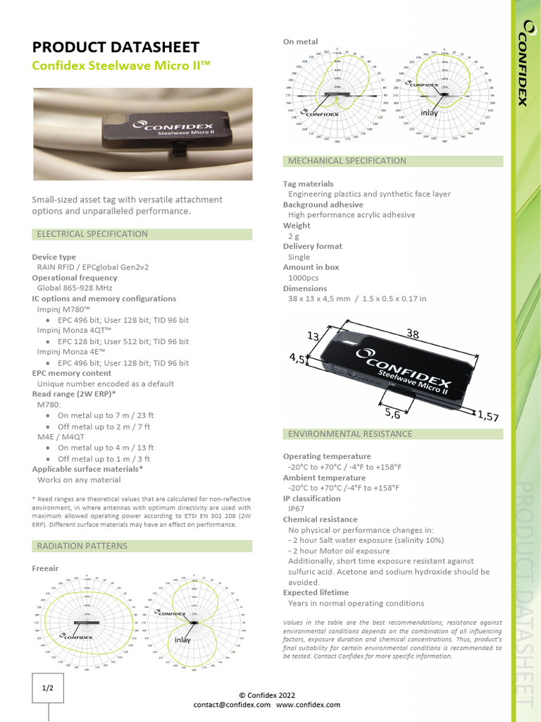 Confidex Steelwave Micro II Datasheet M780 | PDF | Materials