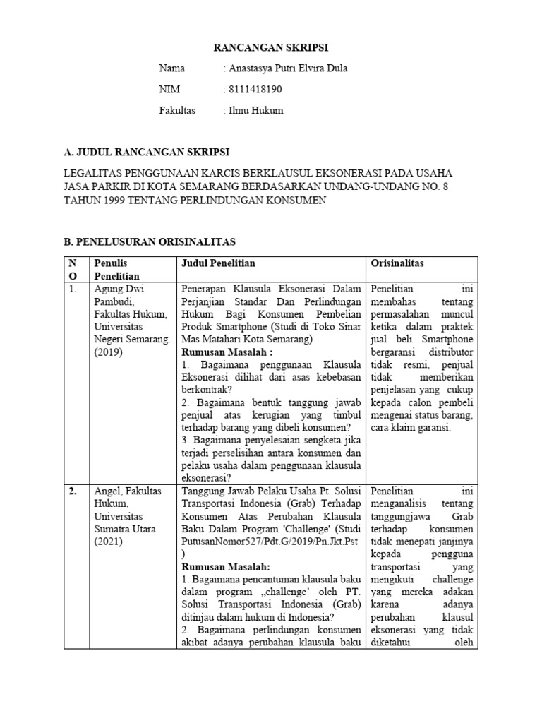 Outline Rancangan Skripsi - Anastasya Putri - 8111418190 | PDF