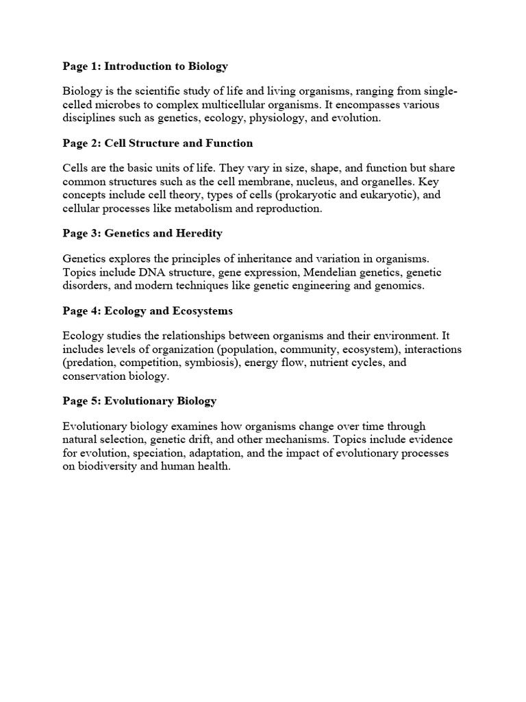 Biology 101 Lecture Notes Overview | PDF | Science & Mathematics