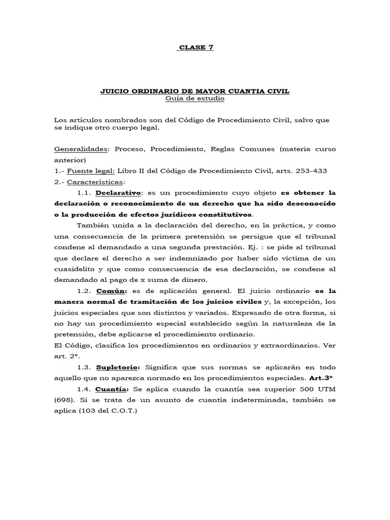 CLASE 07 Juicio Ordinario de Mayor Cuantia | PDF | Demanda judicial | Sentencia (ley)