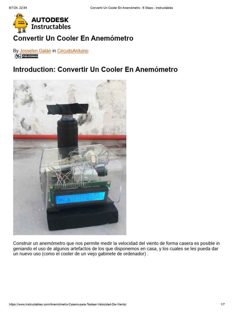 Convertir Un Cooler en Anemómetro - 6 Steps - Instructables | PDF | Electrónica | Electricidad