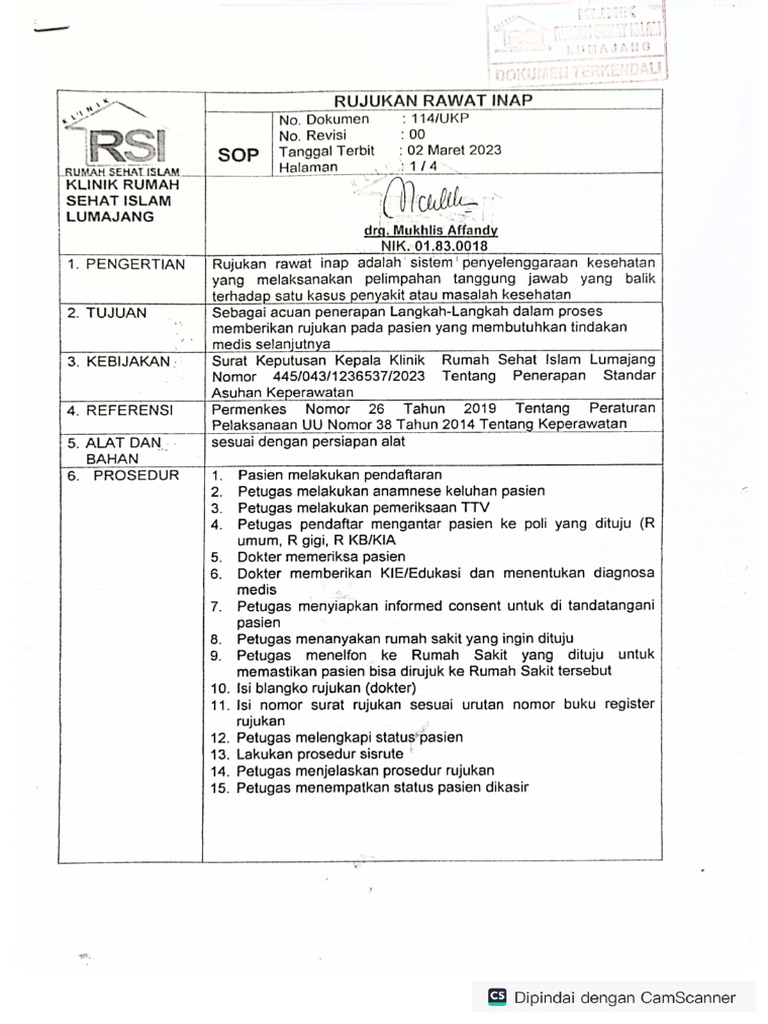 Sop Rujukan Ranap Revisi | PDF