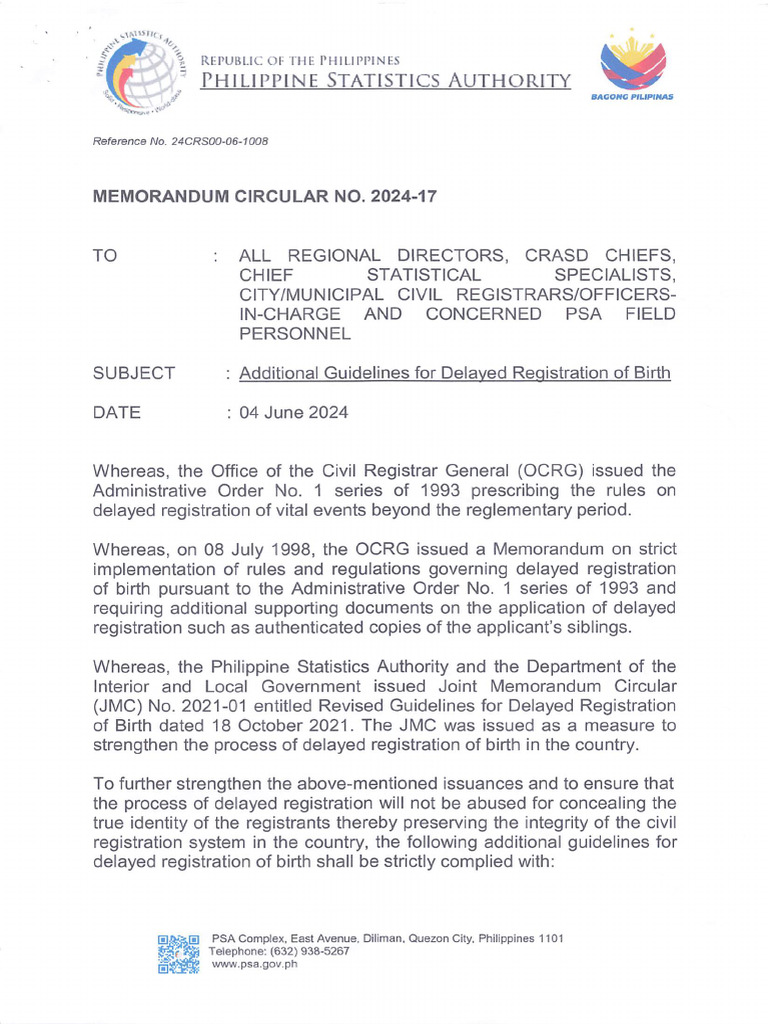 Memorandum Circular 2024 17 | PDF