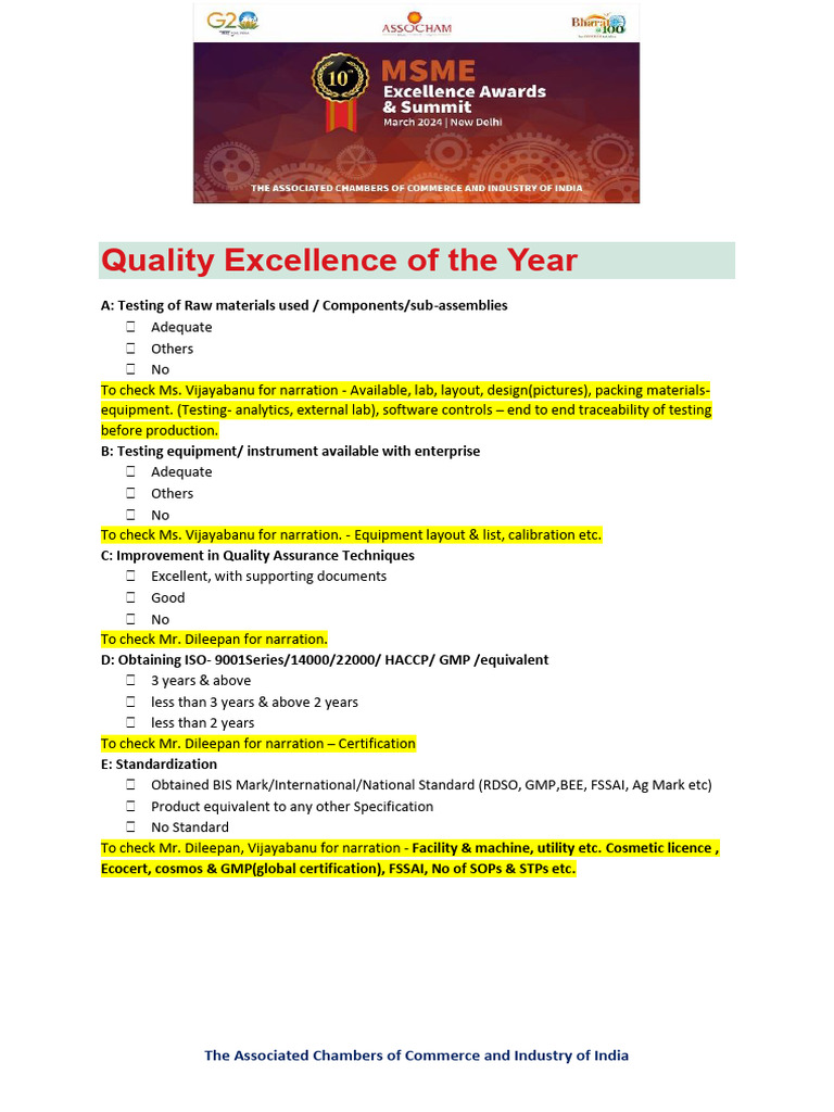 Msme Nomination Form 2024 | PDF | Calibration | Packaging And Labeling