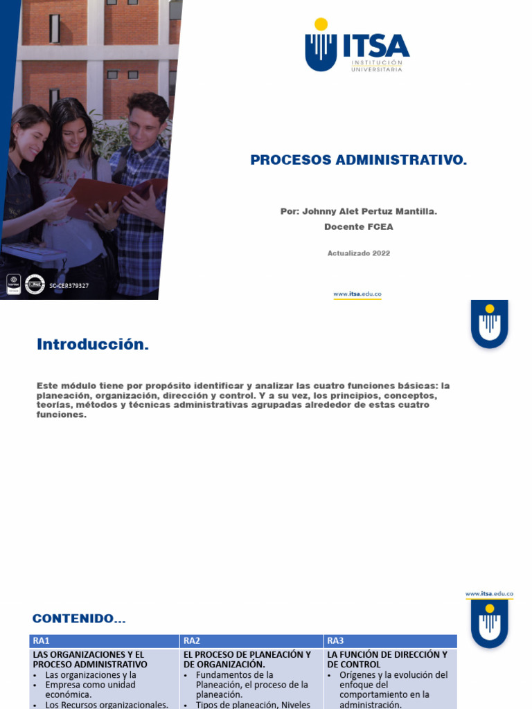 Presentacion Procesos Administrativo. | PDF | Planificación | Business