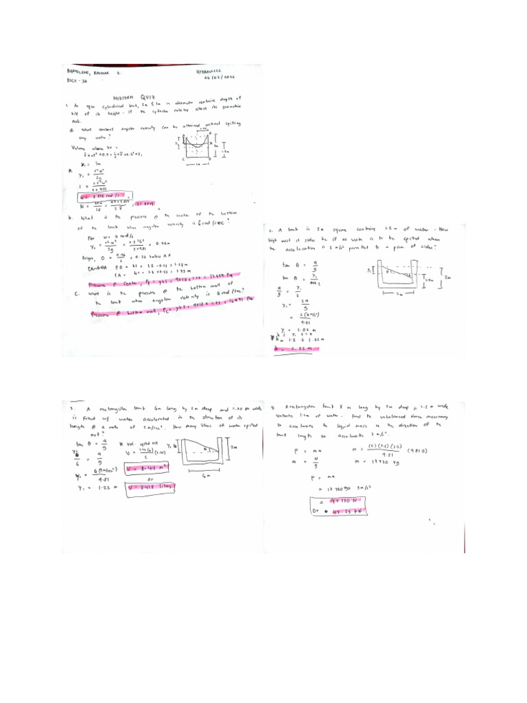 Bsce-3b - Bartolome Raymar - Midterm Quiz - Hydraulics | PDF