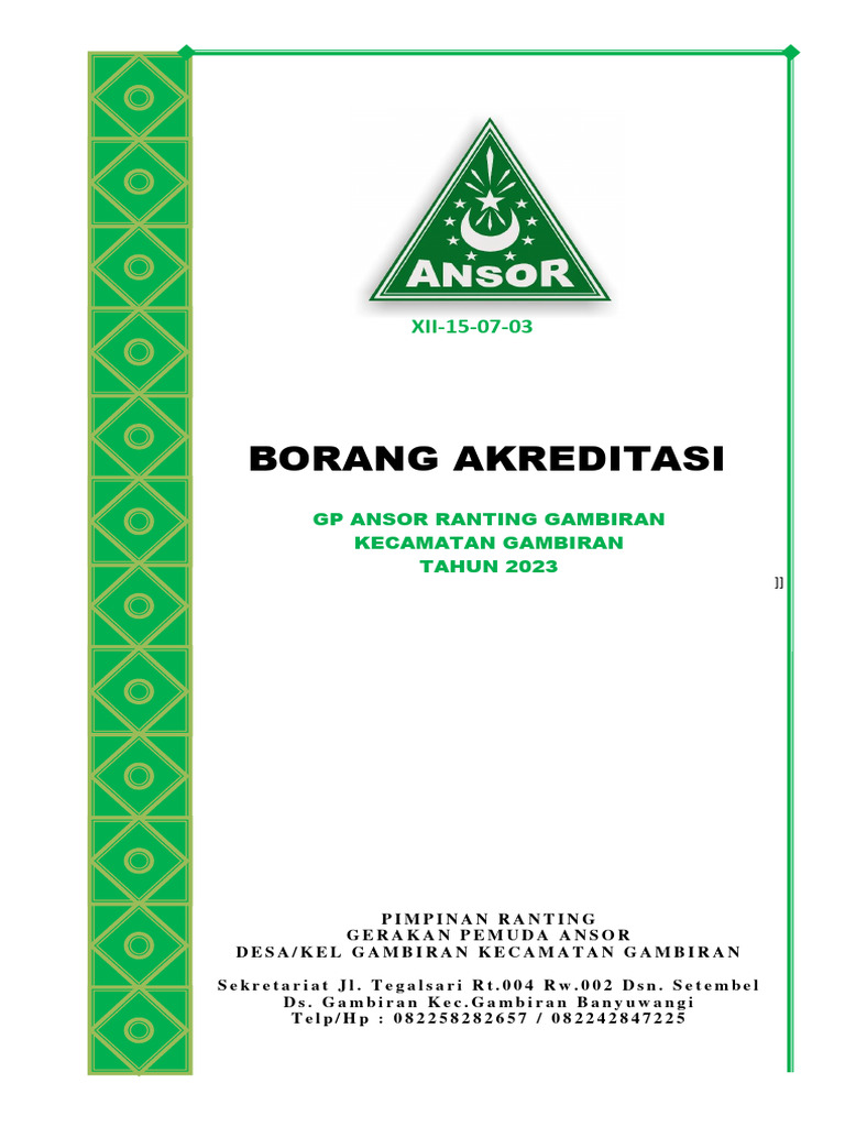 Akreditasi Pimpinan Ranting GP Ansor | PDF