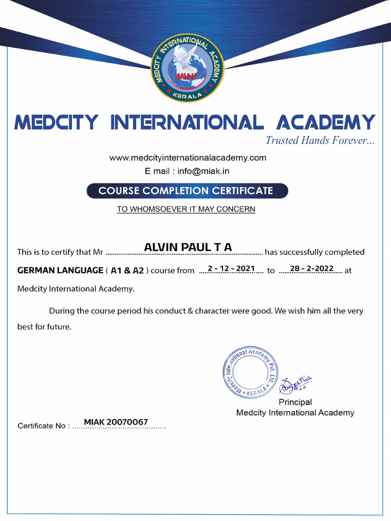 German Certificate-1 | PDF