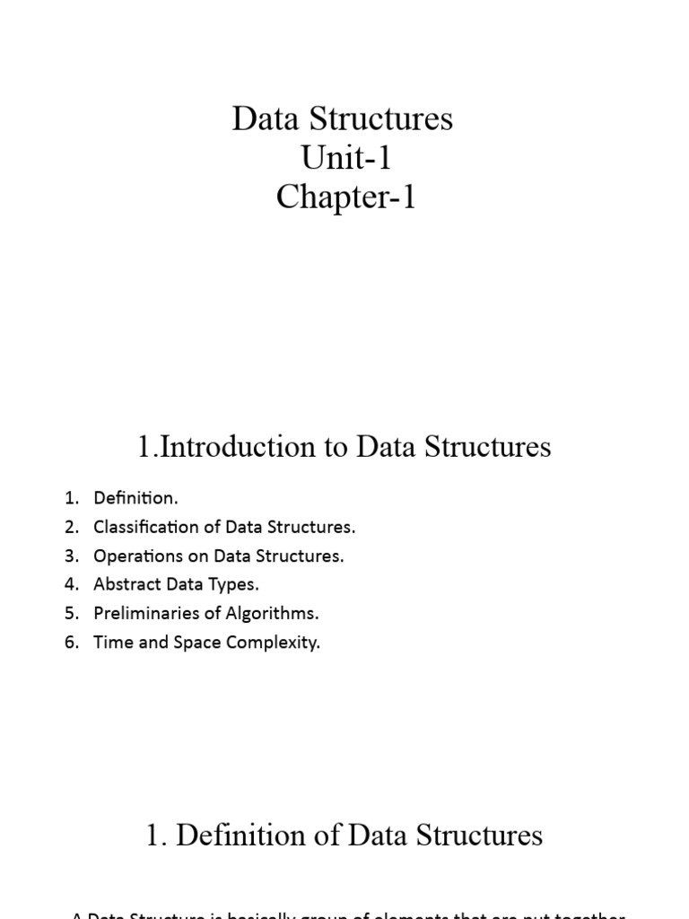 Data Structures Unit-1 Chapter-1 | PDF | Data Type | Algorithms