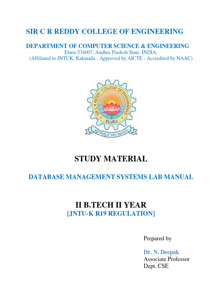 Dbms Lab Manual r19 Cse | PDF | Table (Database) | Pl/Sql