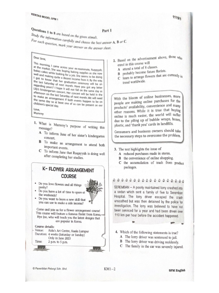 Kertas Model SPM 1 | PDF