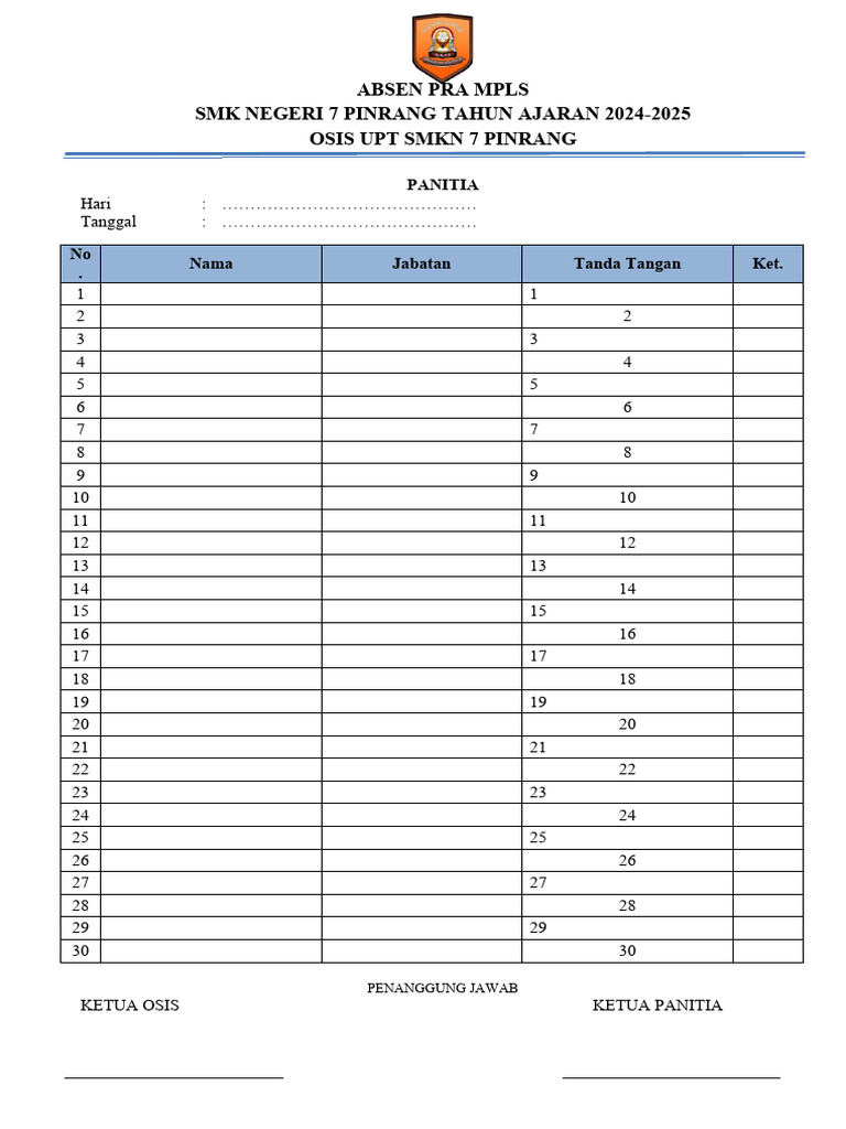 Absen Pra MPLS T.A. (2024 - 2025) - 1 | PDF