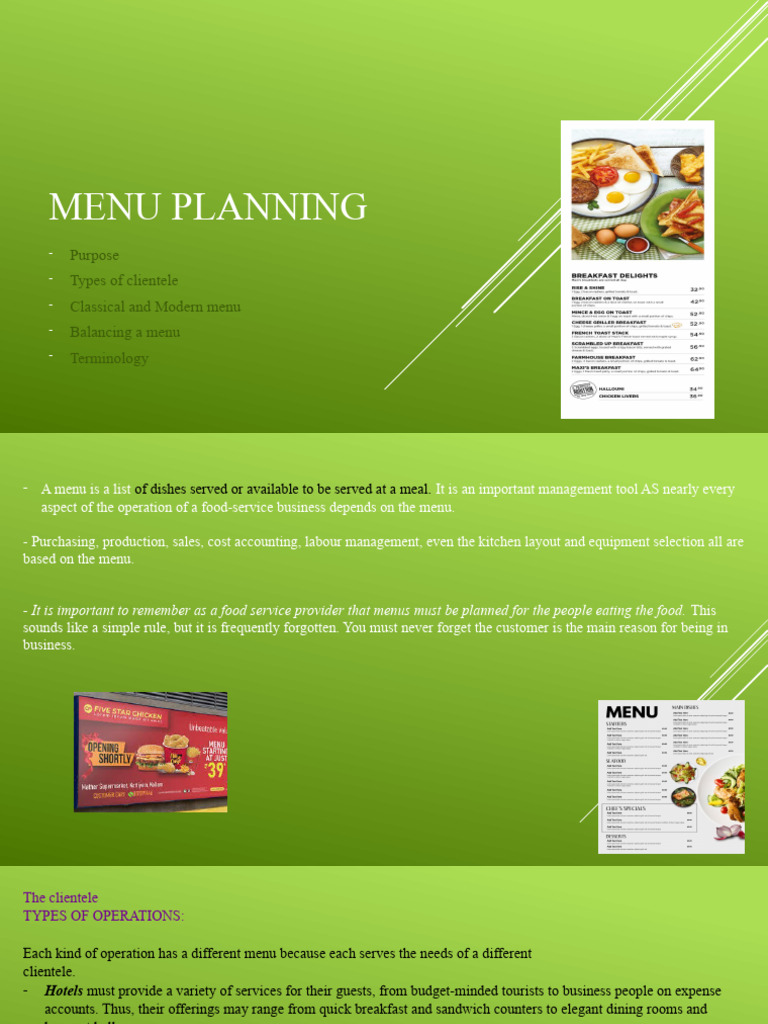Menu Planning | PDF | Menu | Hors D'oeuvre