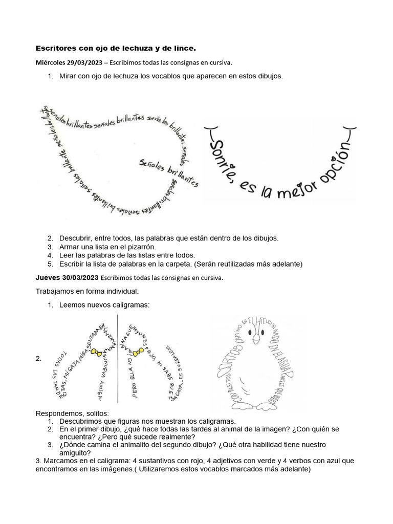 Caligrama Clases | PDF | Poesía