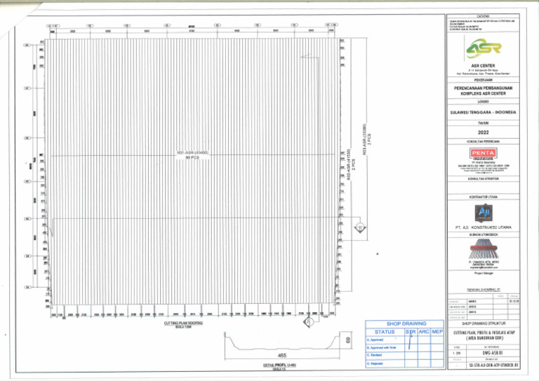 Cutting Plan, Profil & Insulasi Atap (Area Bangunan Gor) | PDF