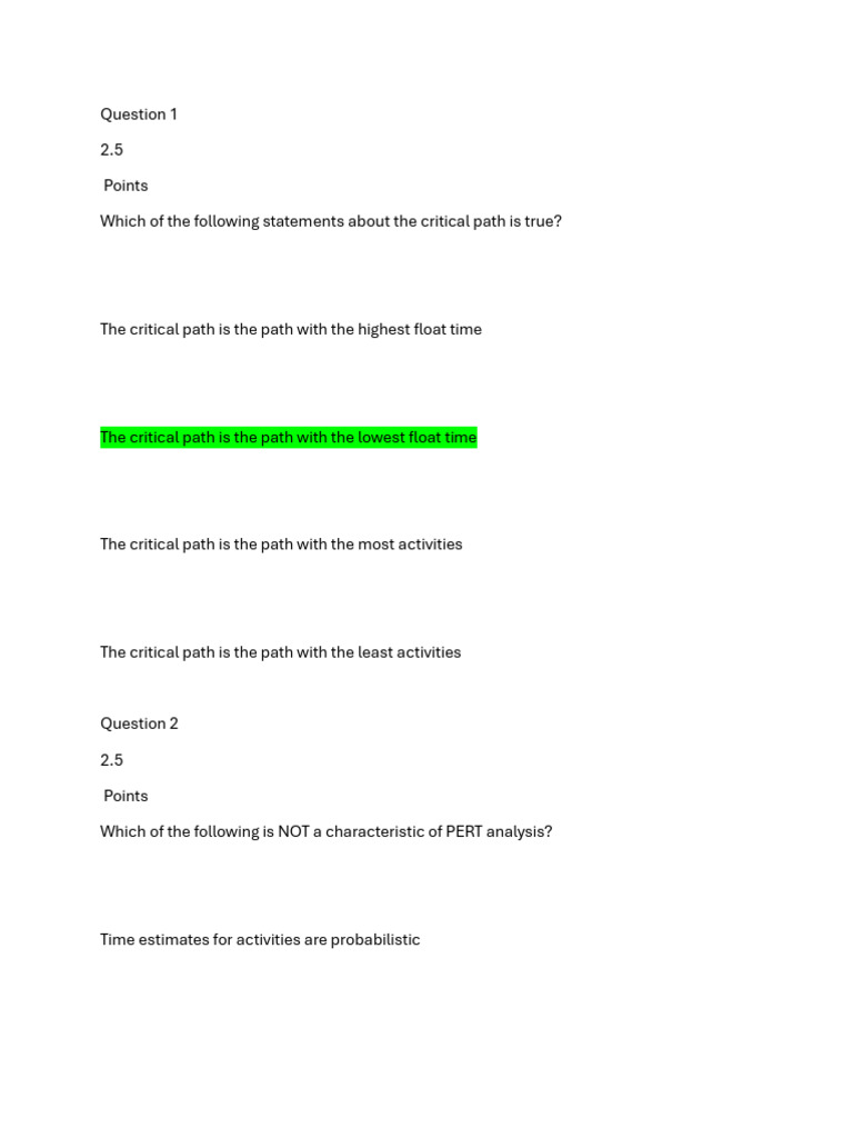 1C Quiz 1 | PDF | Projects | Operations Research