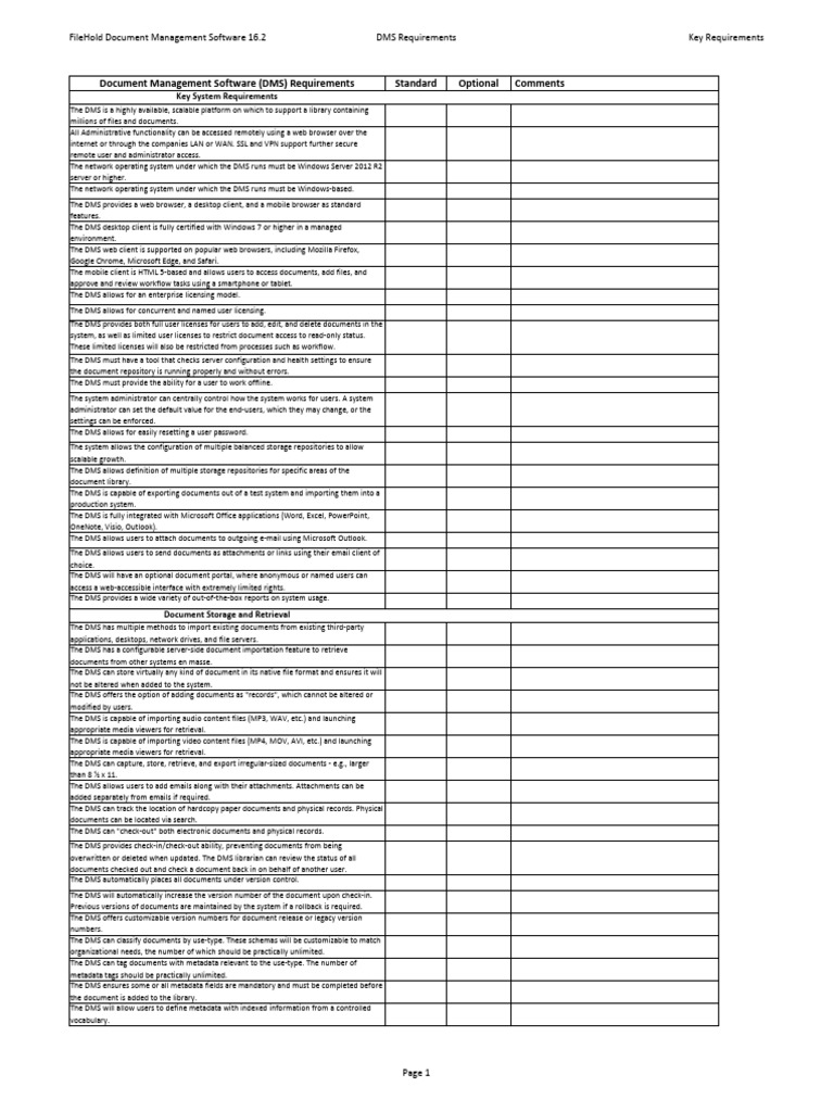 Rfp-Checklist-For-Document Management System | PDF | Image Scanner | Optical Character Recognition