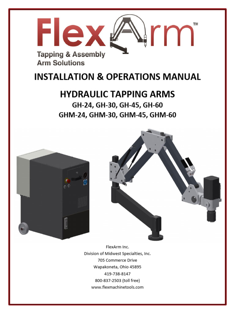 Hydraulic Tapping Arm Manual | PDF | Electrical Connector | Screw