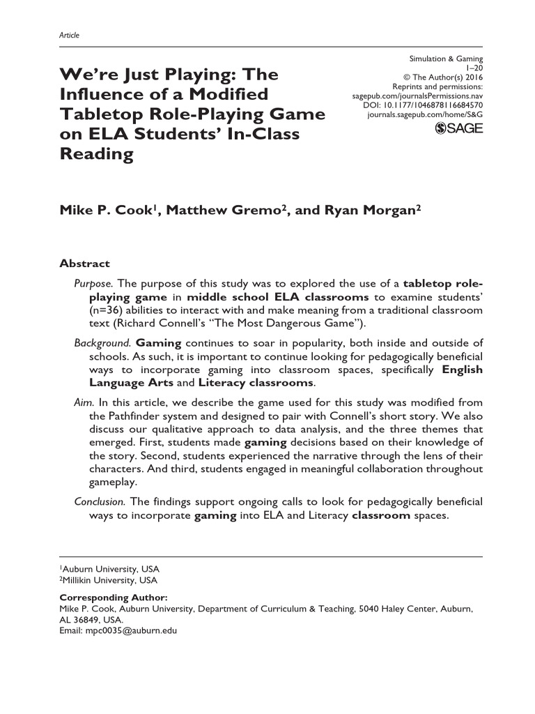 Tabletop RPGs in Middle School ELA | PDF | Constructivism (Philosophy ...