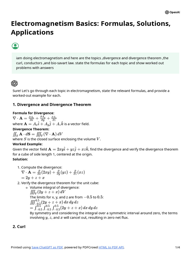 Electromagnetism Basics - Formulas, Solutions, Applications | PDF | Electric Field | Magnetic Field