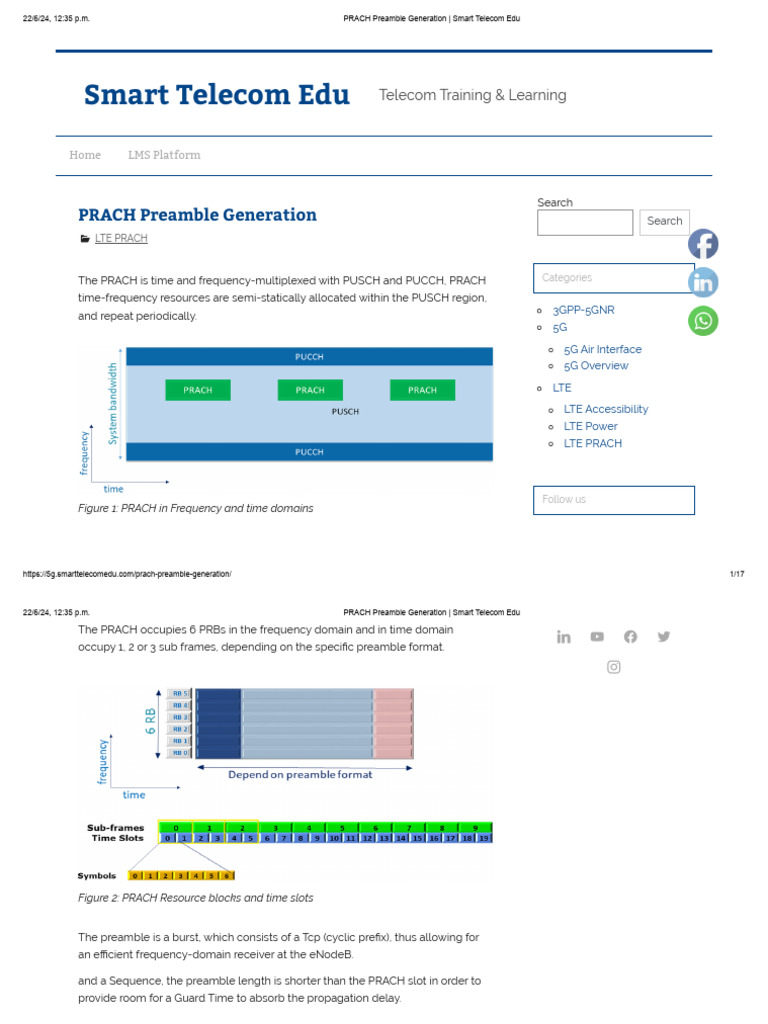 PRACH Preamble Generation - Smart Telecom Edu | PDF ...