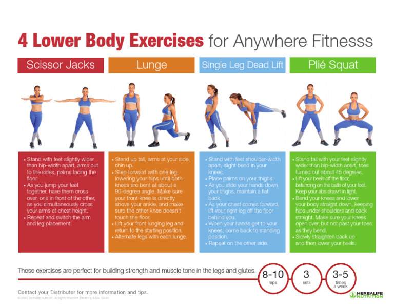 4 Lower Body Exercises For Anywhere Fitness | PDF