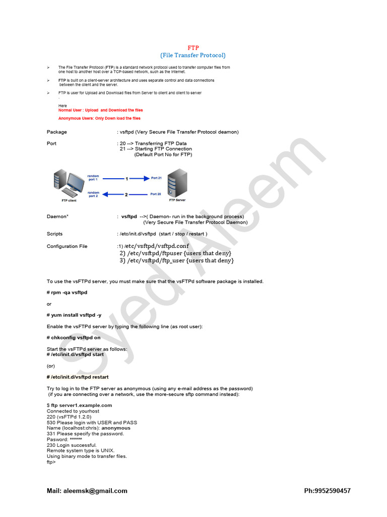 FTP in Linux | PDF | File Transfer Protocol | Internet Protocols