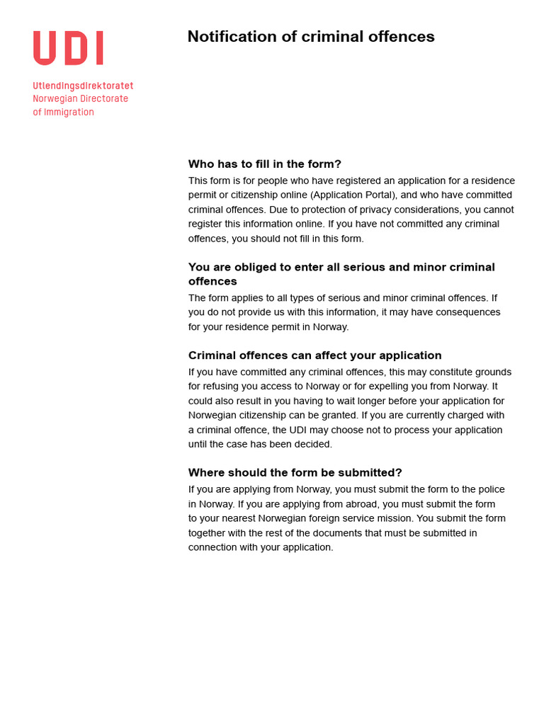 Criminal Offences Notification Form | PDF | Fine (Penalty) | Norway