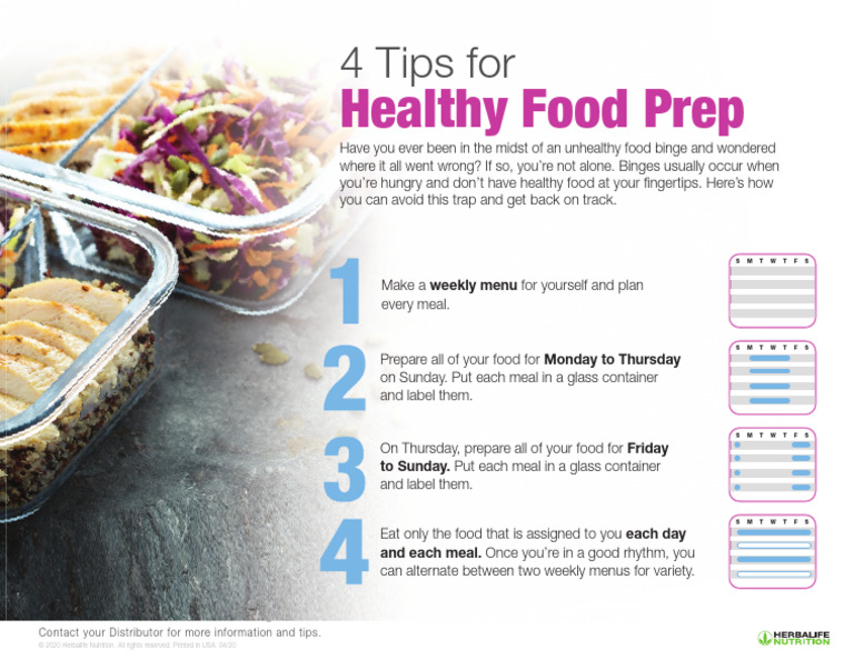 4 Tips for Healthy Food Prep | Download Free PDF | Menu | Meal