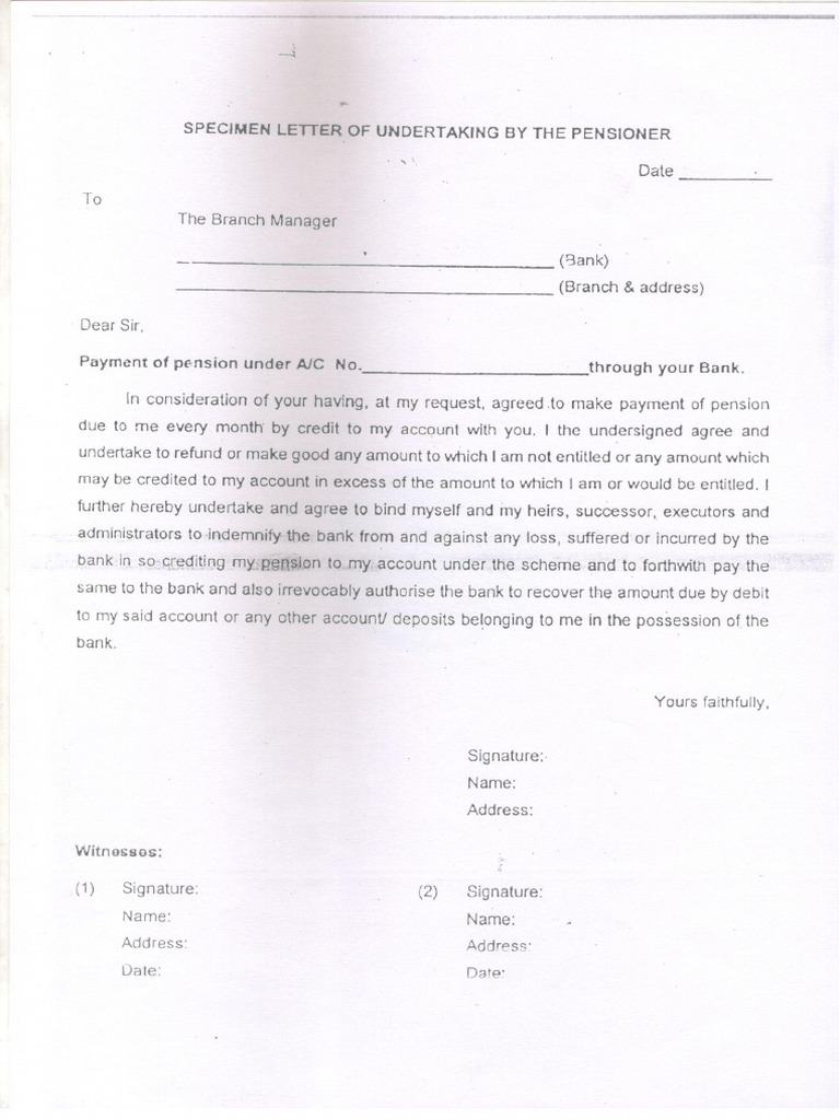 Undertaking Pensioner | PDF