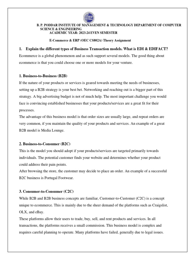 OEC-CS802A__E-Commerce_Theory Assignment _Even 2024 | PDF | Electronic Data Interchange ...