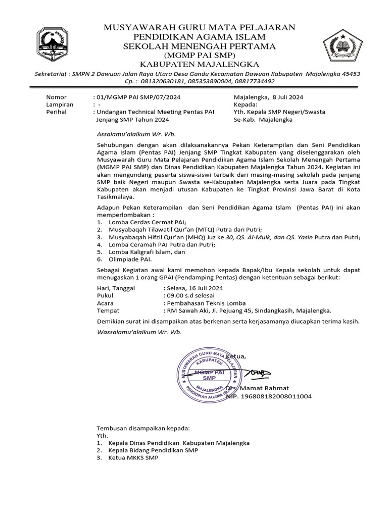Surat Undangan TM Pentas 2024 Share | PDF