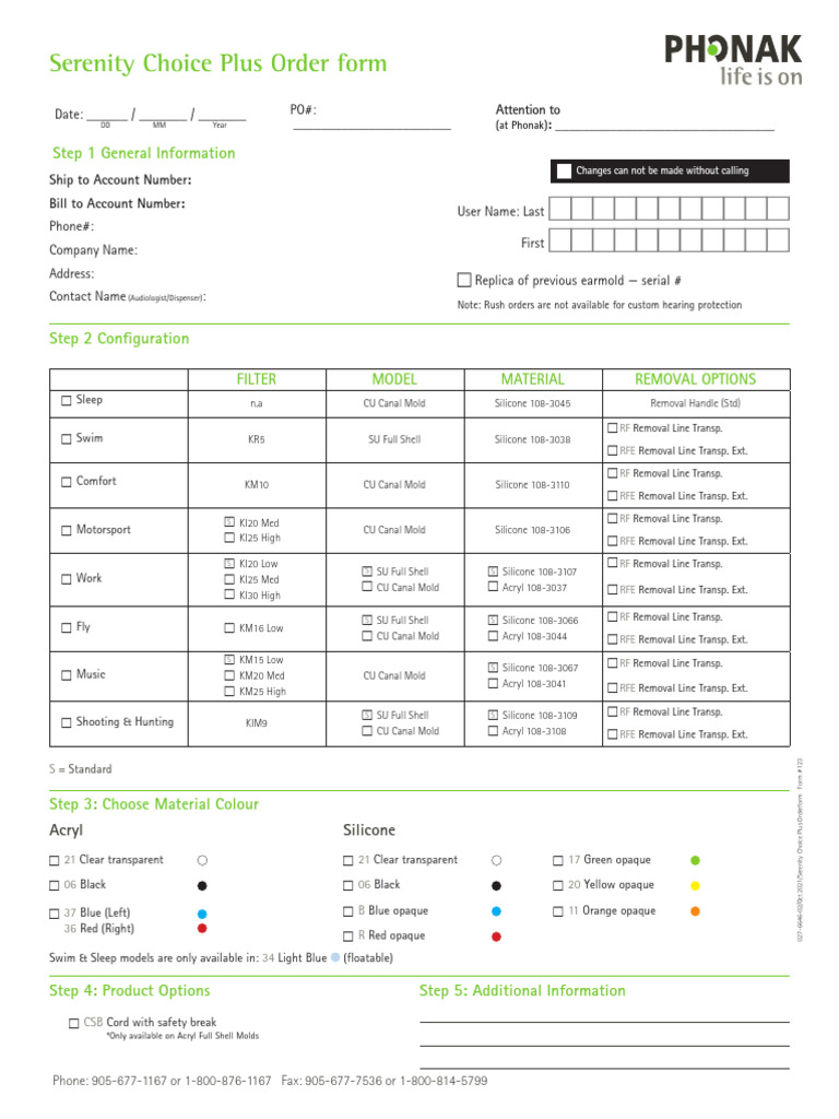 Serenity Choice Plus Order Form | PDF | Technology & Engineering