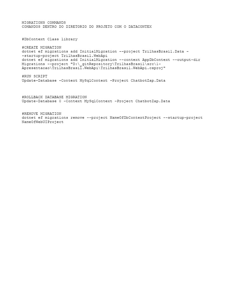 Migrations Commands | PDF | Computers Migrations Commands | PDF | Computers