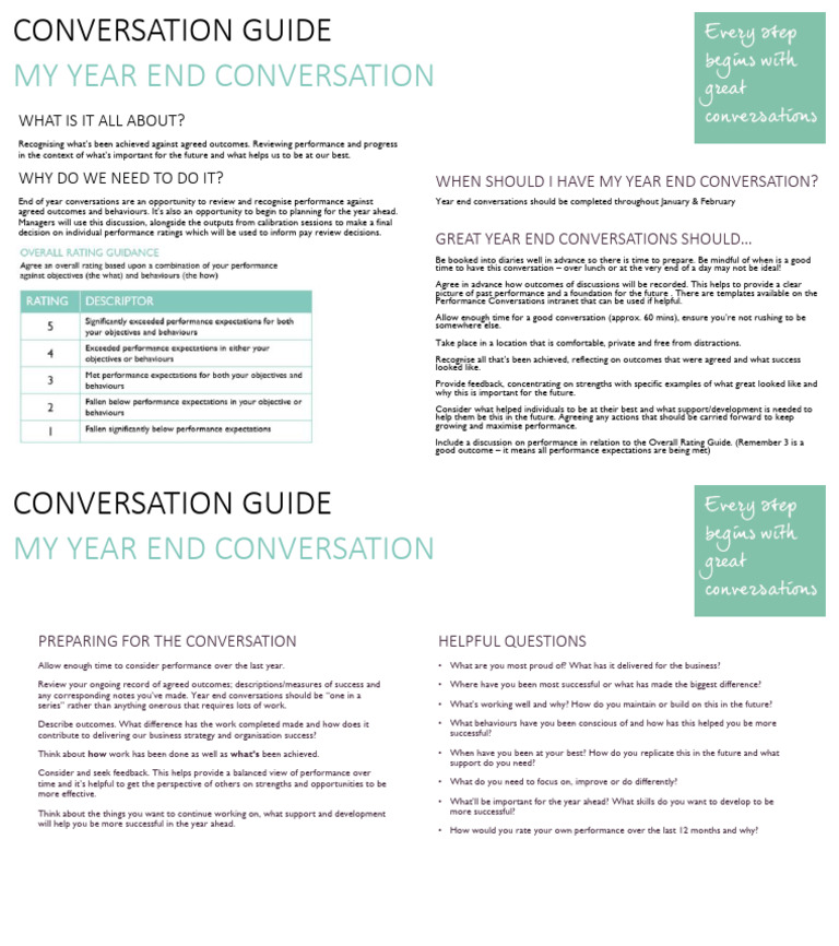 Conversation Guide - Year End | PDF | Cognition | Social Psychology