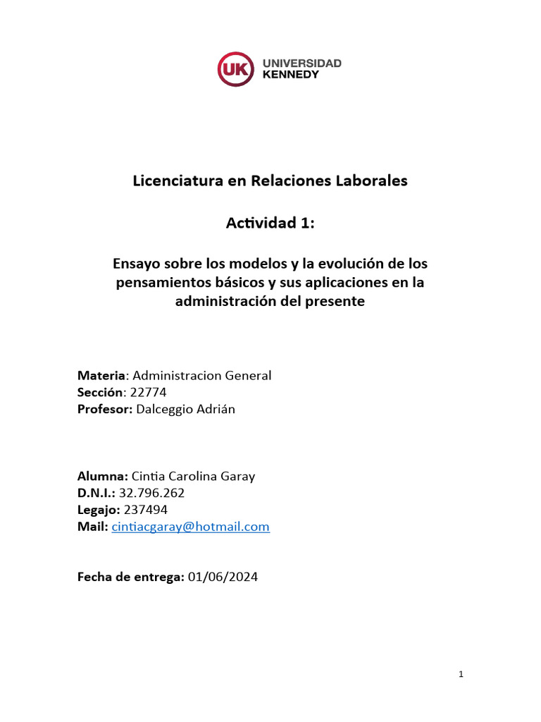 Modelos de Pensamiento en Administración | PDF | Teoría | Realidad