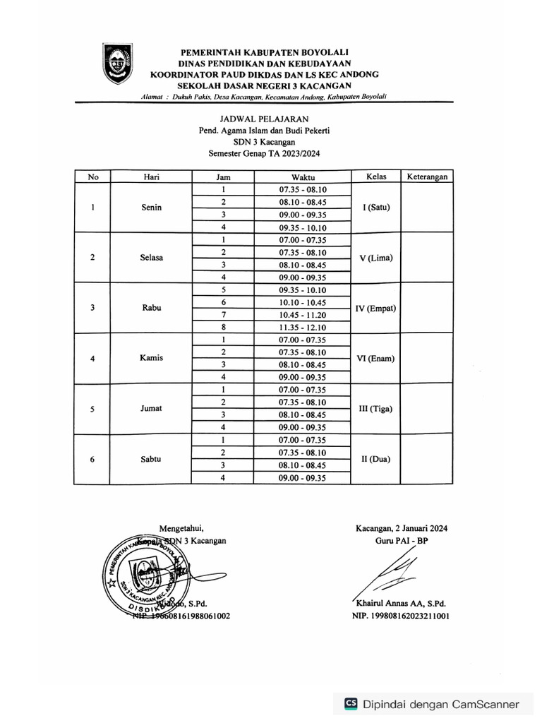Jadwal Pai 203005985822 | PDF