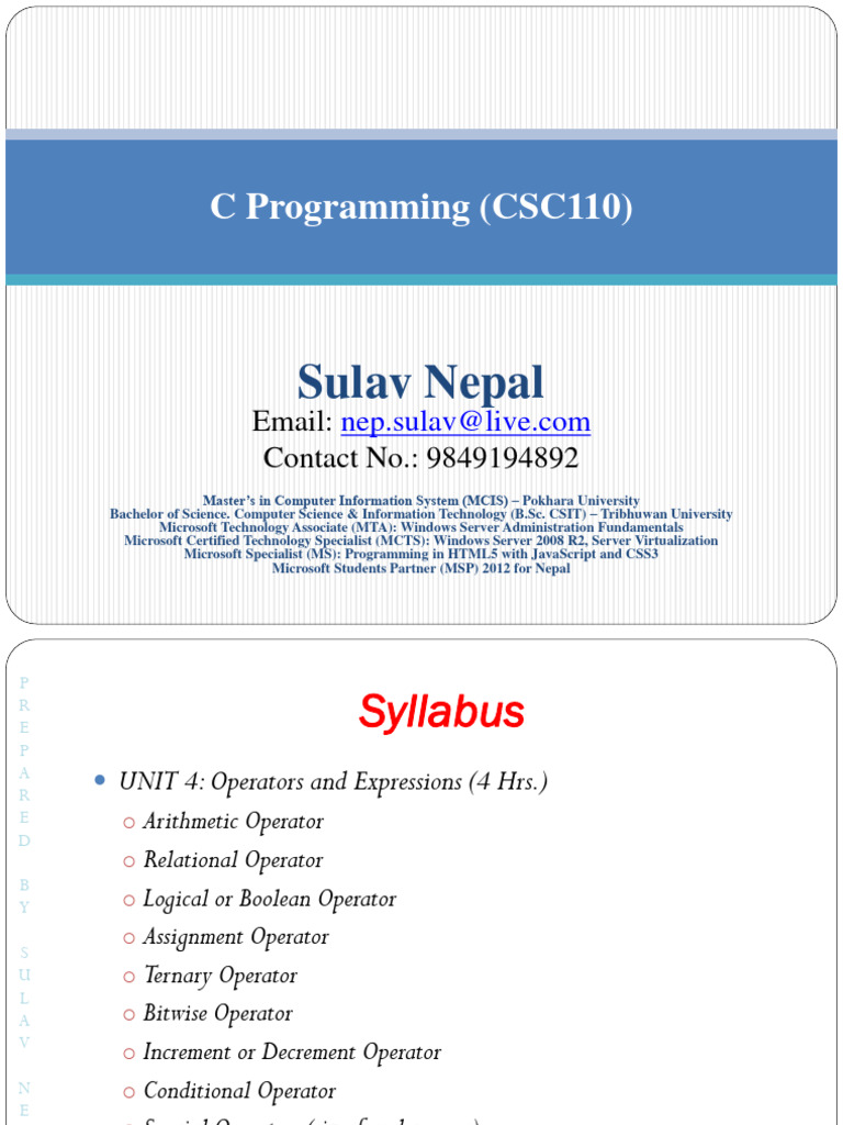 Unit 4 (Operators and Expression) | PDF | Mathematics | Arithmetic