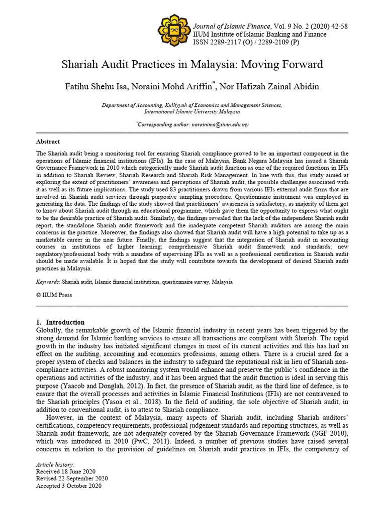 Article 7 - Shariah Audit Practices in Malaysia Moving Forward | PDF ...