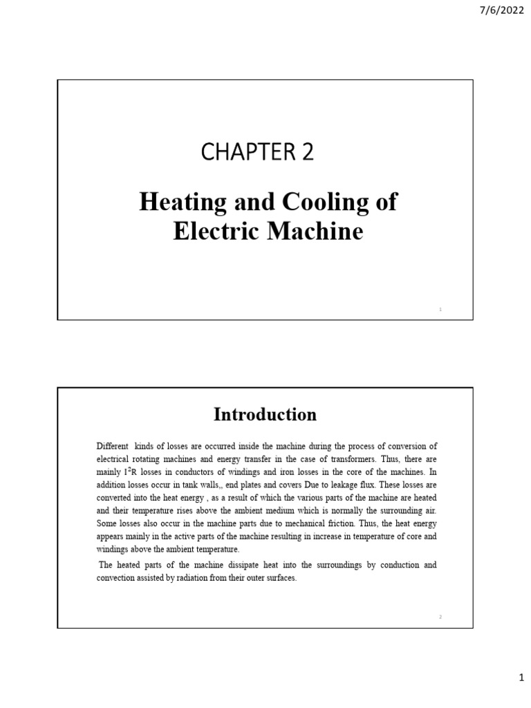 Heating and Cooling in Electric Machines | PDF | Thermal Conduction ...