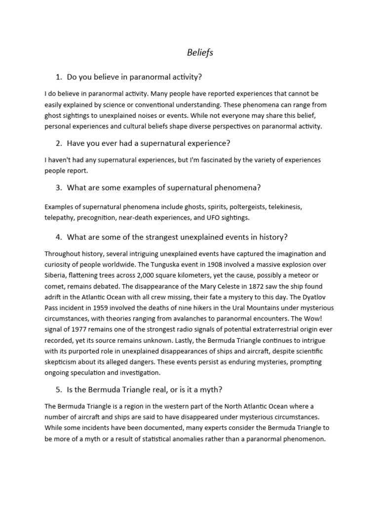 Beliefs | PDF | Loch Ness Monster | Paranormal