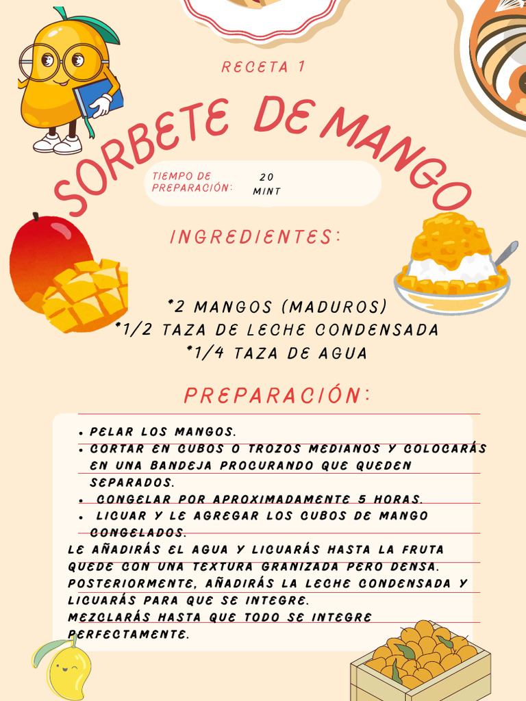 Documento A4 Recetas de cocina dibujo blanco (1) | PDF | Mango | Cocina