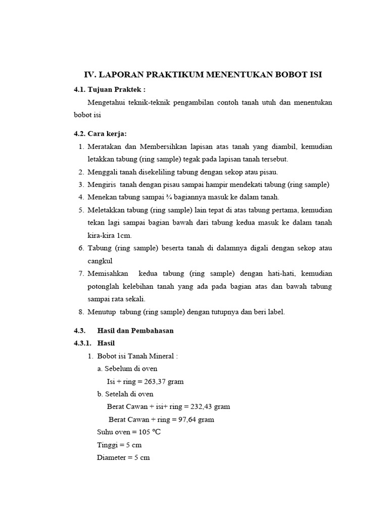 Laporan Praktikum Menentukan Bobot Isi | PDF