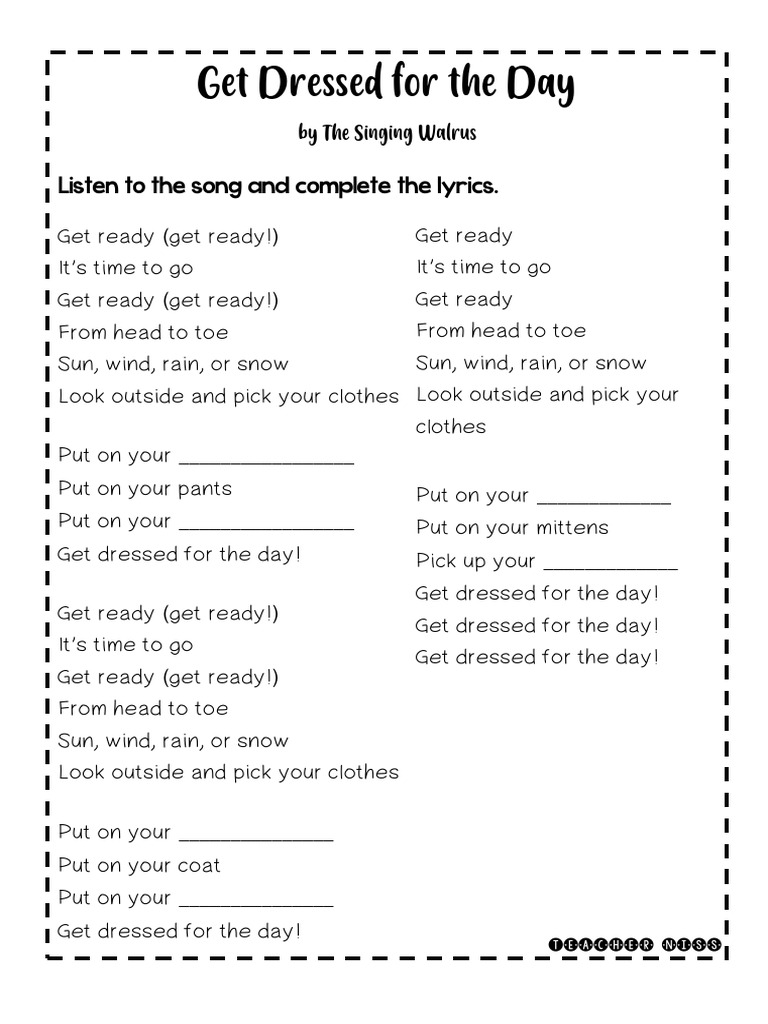 Get Dressed for the Day Activities | PDF | Language Arts & Discipline