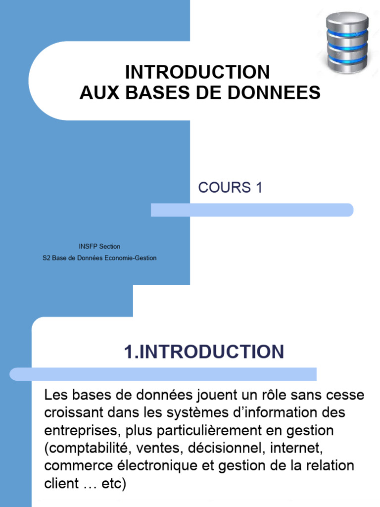 cours1-INTRODUCTION BDDR ABDELADIM | PDF | Bases de données | Informatique