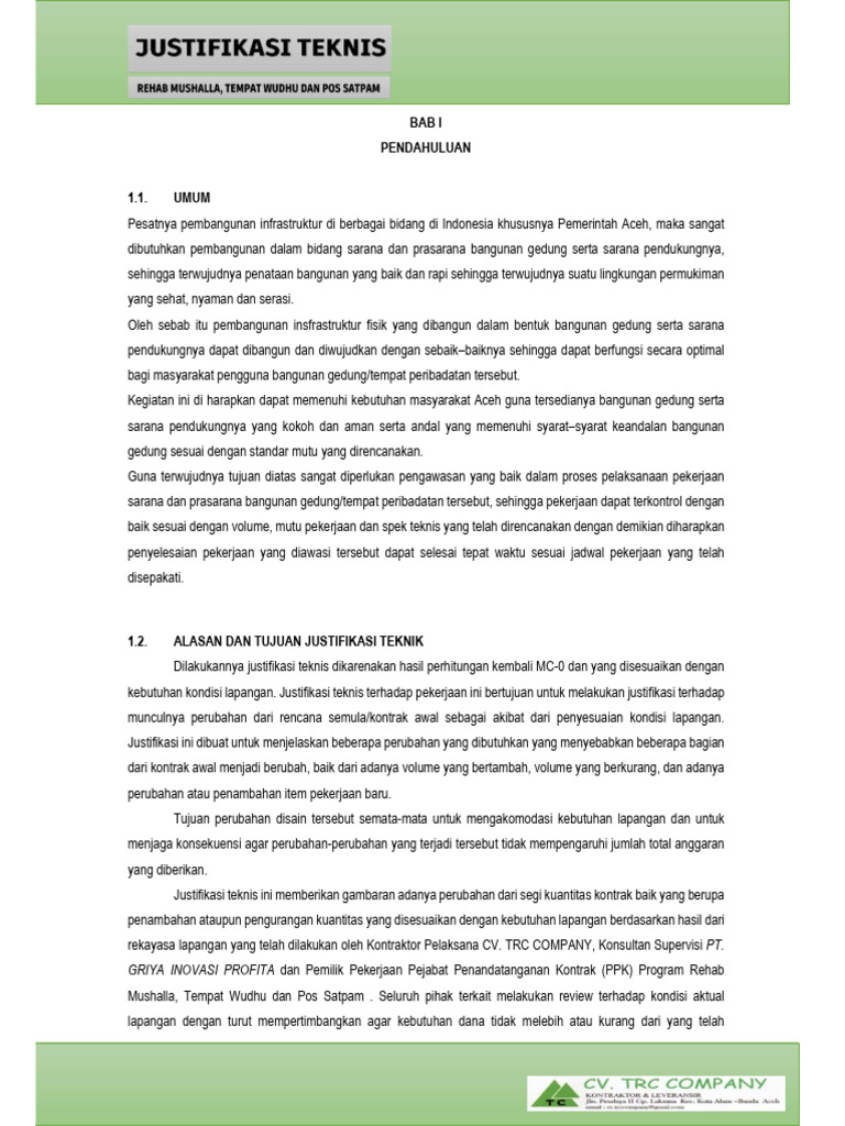 Jastifikasi Teknis (Justek) | PDF