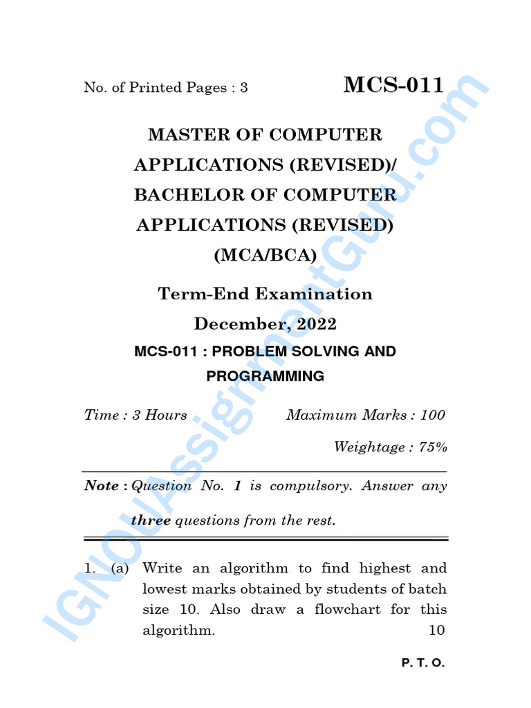 26._Dec_2022 MCS-011 IGNOUAssignmentGuru.com | PDF | Algorithms | Computing