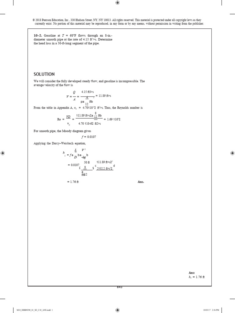 Head Loss and Darcy Weisbach Equation Problems | PDF | Reynolds Number | Gas Technologies