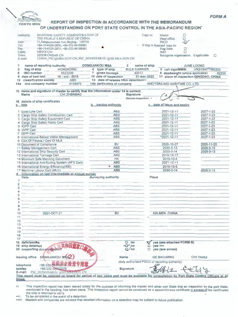 JUNE LOONG PSC Report | PDF | Watercraft | Law Of The Sea